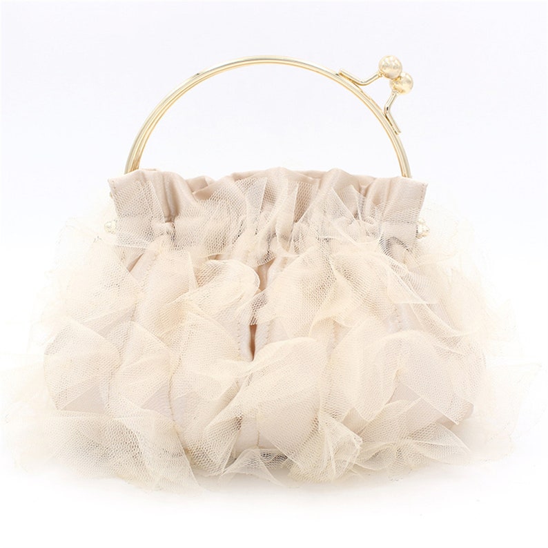 Champagne Color Evening Bag for Womensatin Handbaggauze - Etsy