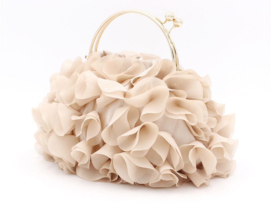 Champagne Color Evening Bag for Women,satin Handbag,gauze Banquet Bag ...