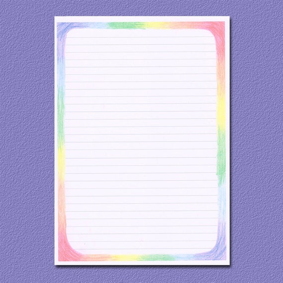 10 Sheets of Rainbow Border Writing Paper Designed by Imi - Etsy