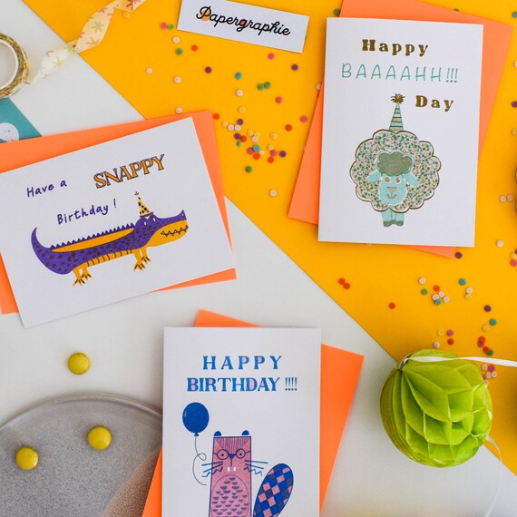 Paper & Party Supplies Illustrated A6 Printed Greetings Cards Pack of 3 ...