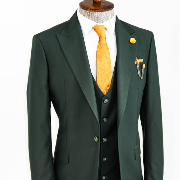 Mens Three Piece Emerald Green Suit - Etsy