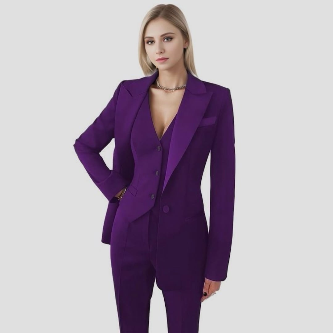 Women Bespoke Slim Fit Suit Three Piece Piece Purple New Style Women ...