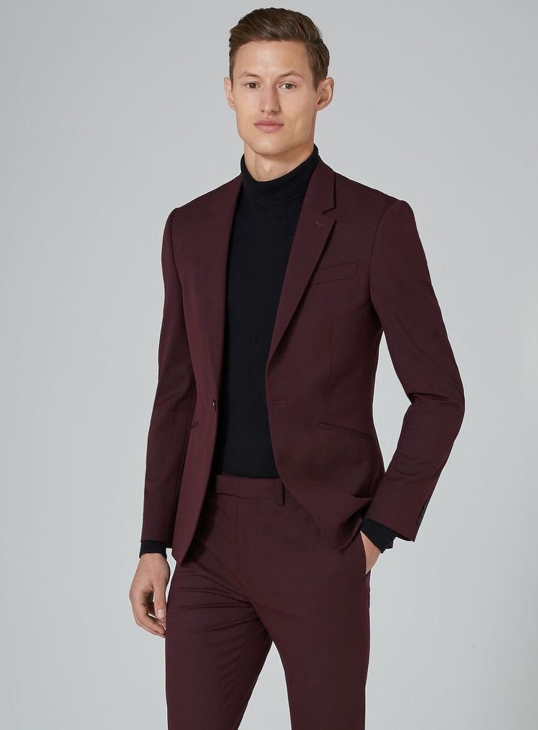 Traje menista Traje moderno de dos piezas para hombre, color vino, para ...