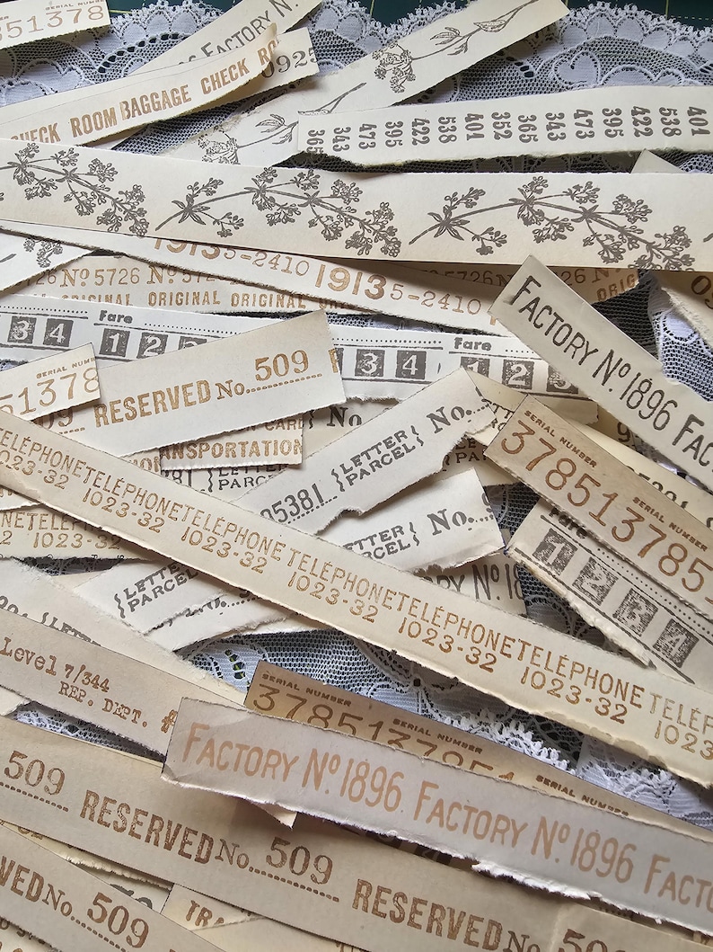 Handmade Vintage Book Page Strips / Stamped Strips / Ephemera / Journal ...