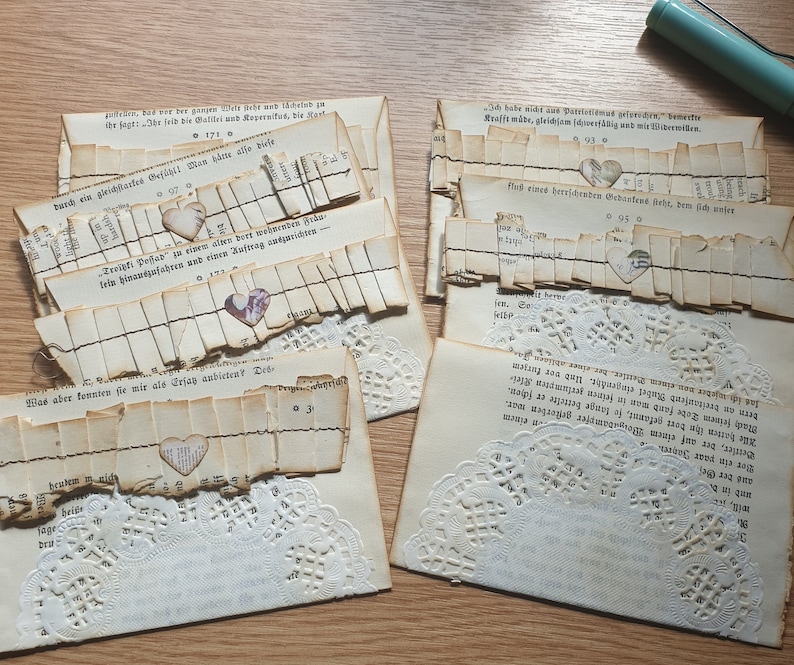 Set of 5 Book Page Envelopes, Ephemera Holder, Junk Journal Supplies ...