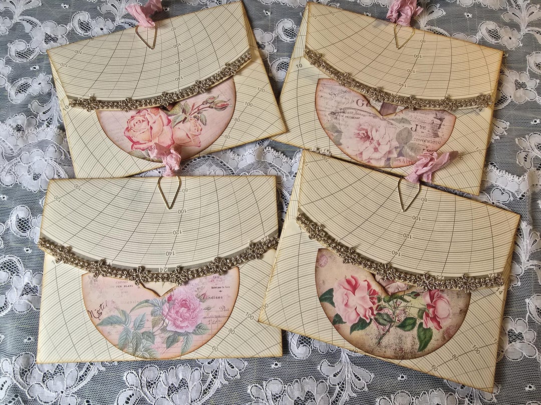 Vintage Style Chart Paper Pockets / Handmade Envelopes / Ephemera ...