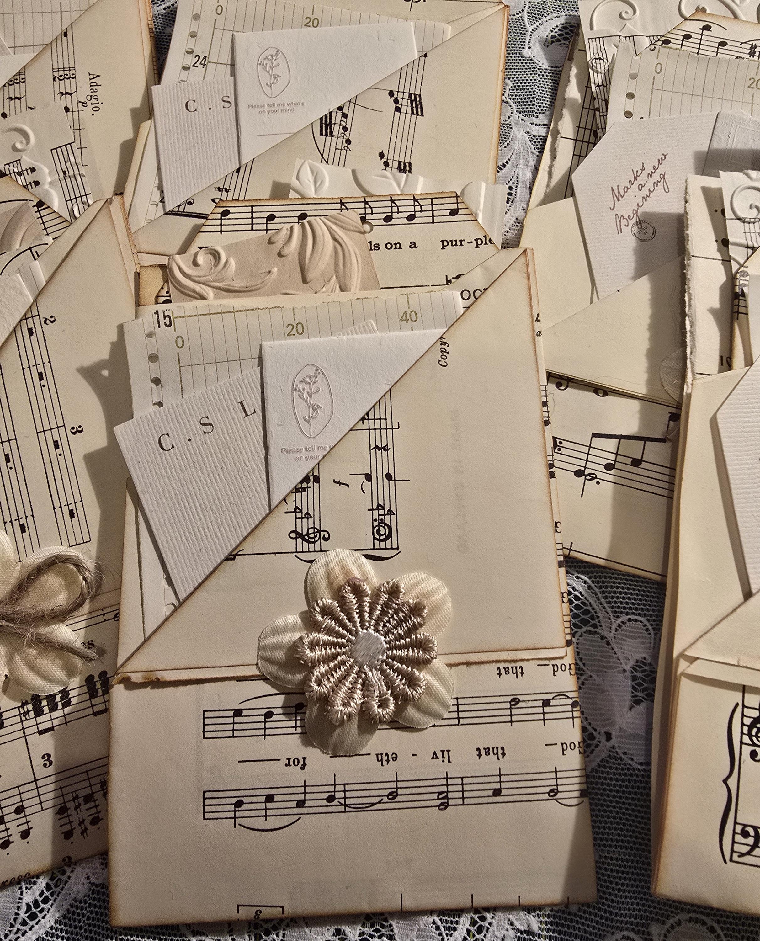 Handmade Vintage Sheet Music Pockets: Embellished Journal Supplies - Etsy