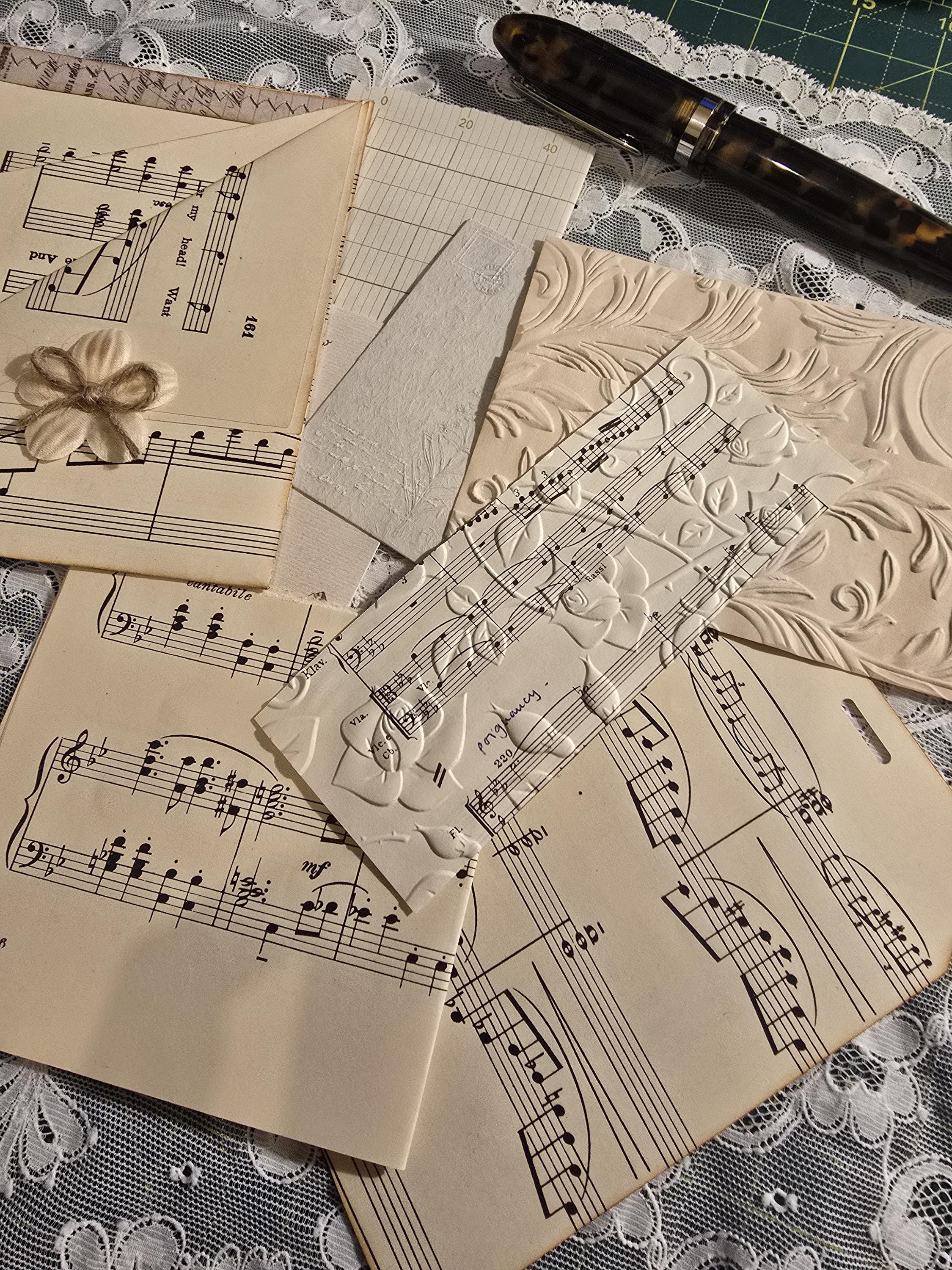Handmade Vintage Sheet Music Pockets: Embellished Journal Supplies - Etsy