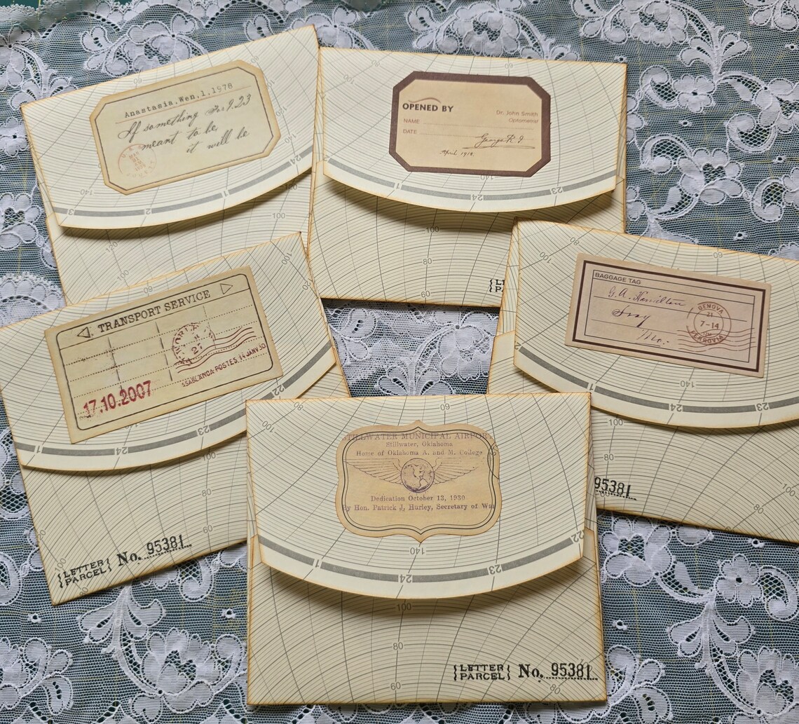 Handmade Chart Paper Envelopes / Vintage Chart Paper Envelopes ...