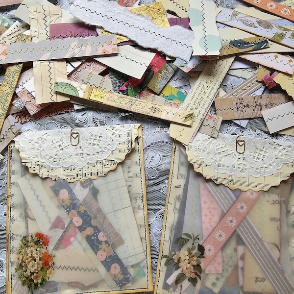 Set Of 5 Book Page Envelopes Ephemera Holder Junk Journal Supplies