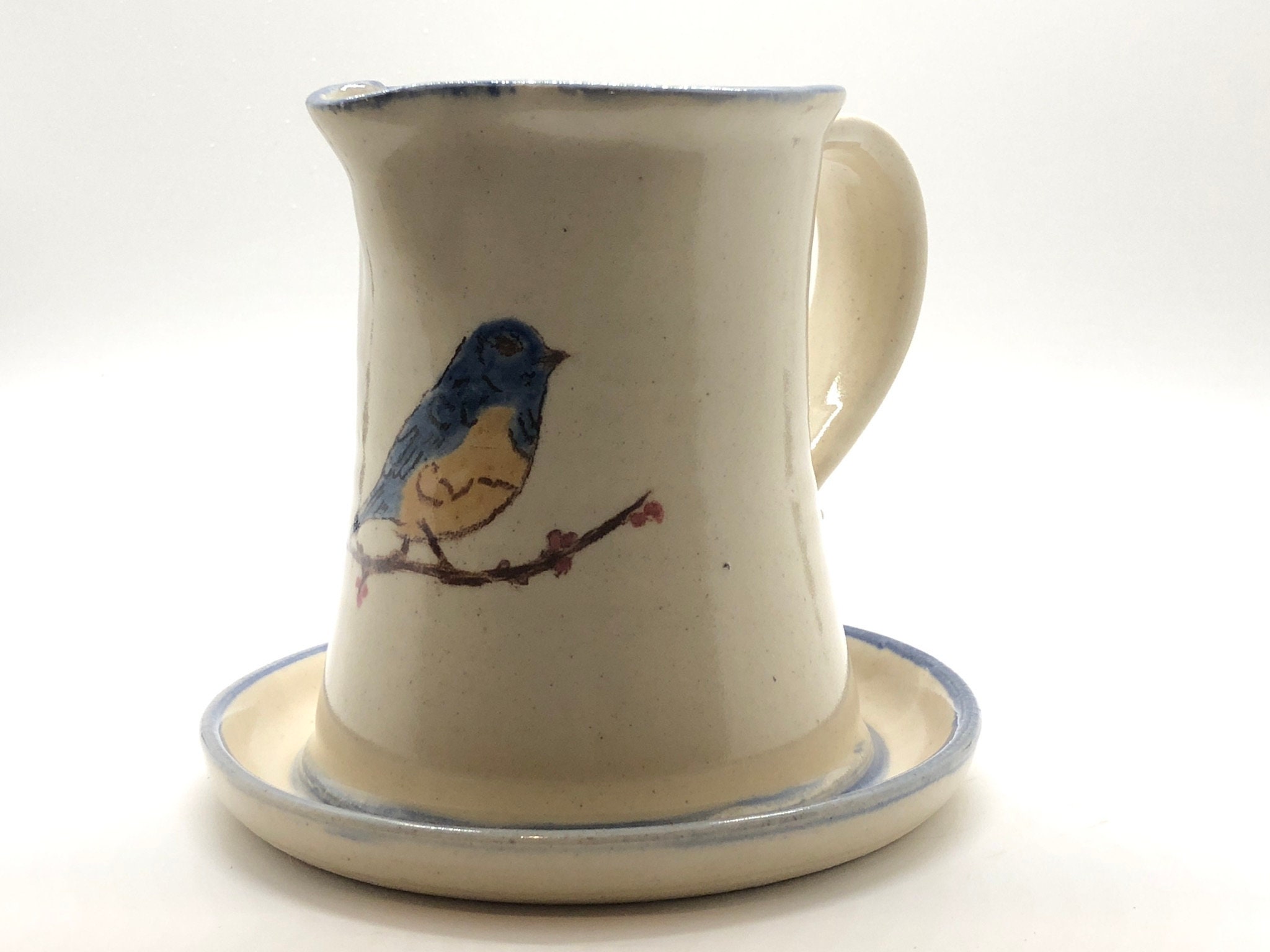 Handmade Bluebird Syrup Pitcher - Etsy