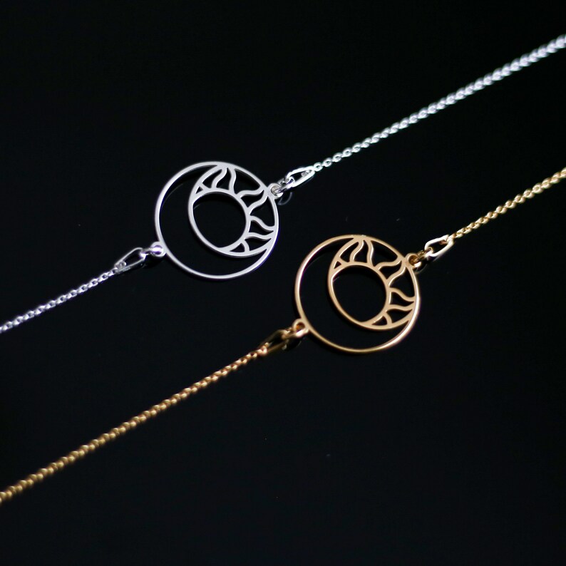 Sun and Moon Bracelet in Sterling Silver Sun Moon Pendant - Etsy