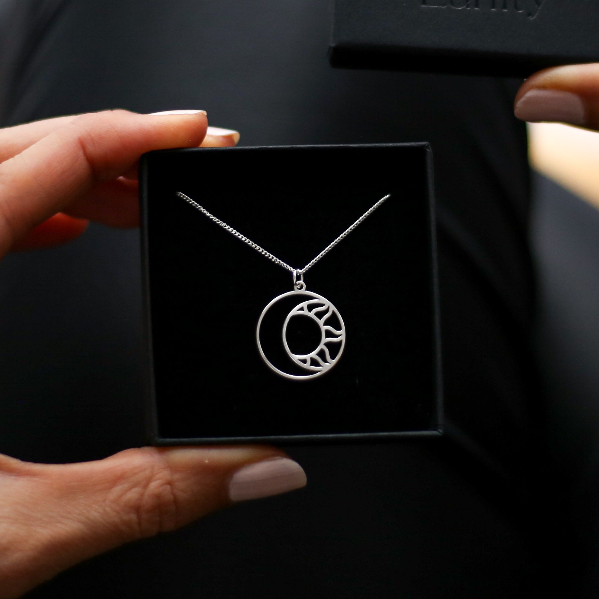 Sun and Moon Necklace in Sterling Silver Sun Moon Pendant | Etsy