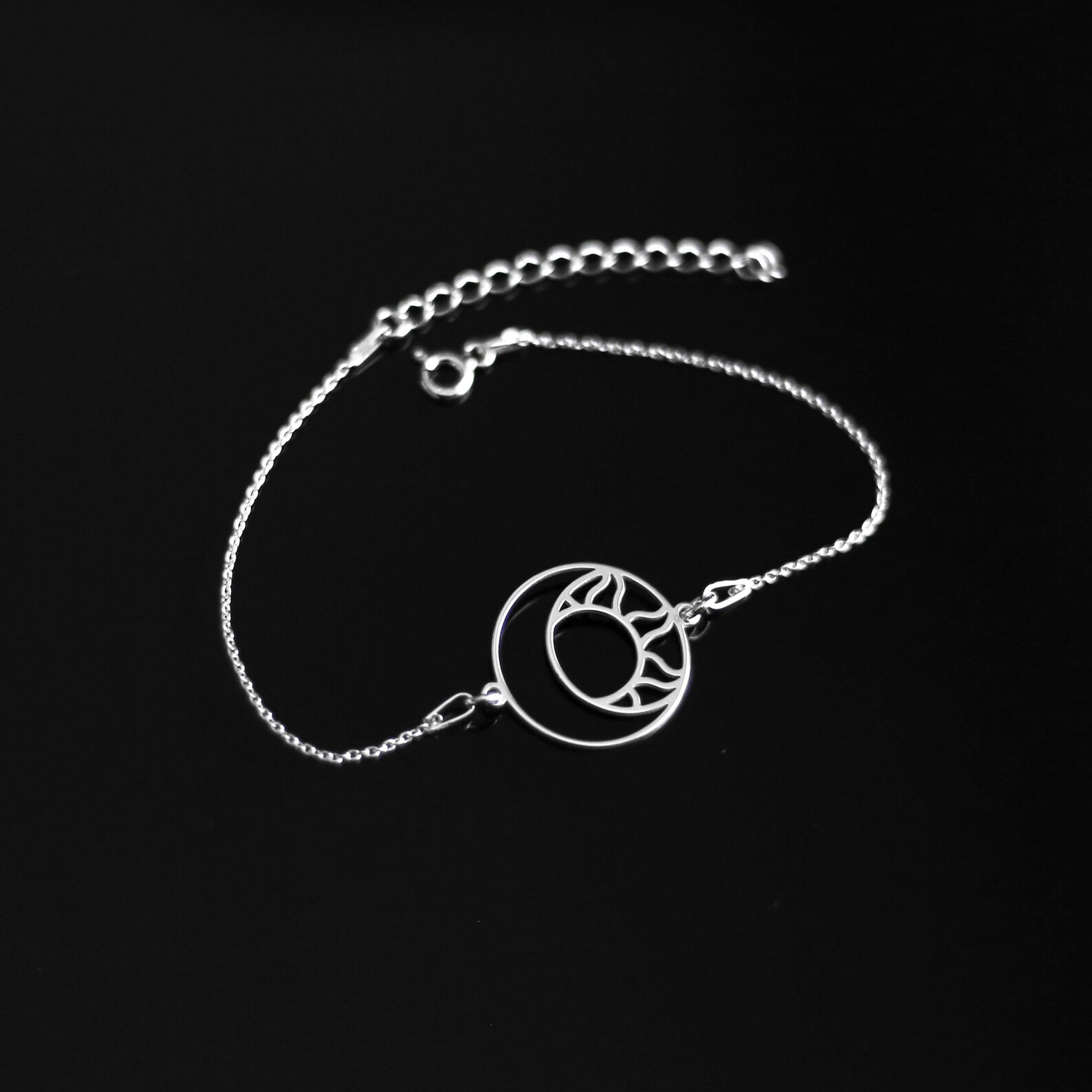 Sun and Moon Bracelet in Sterling Silver Sun Moon Pendant | Etsy