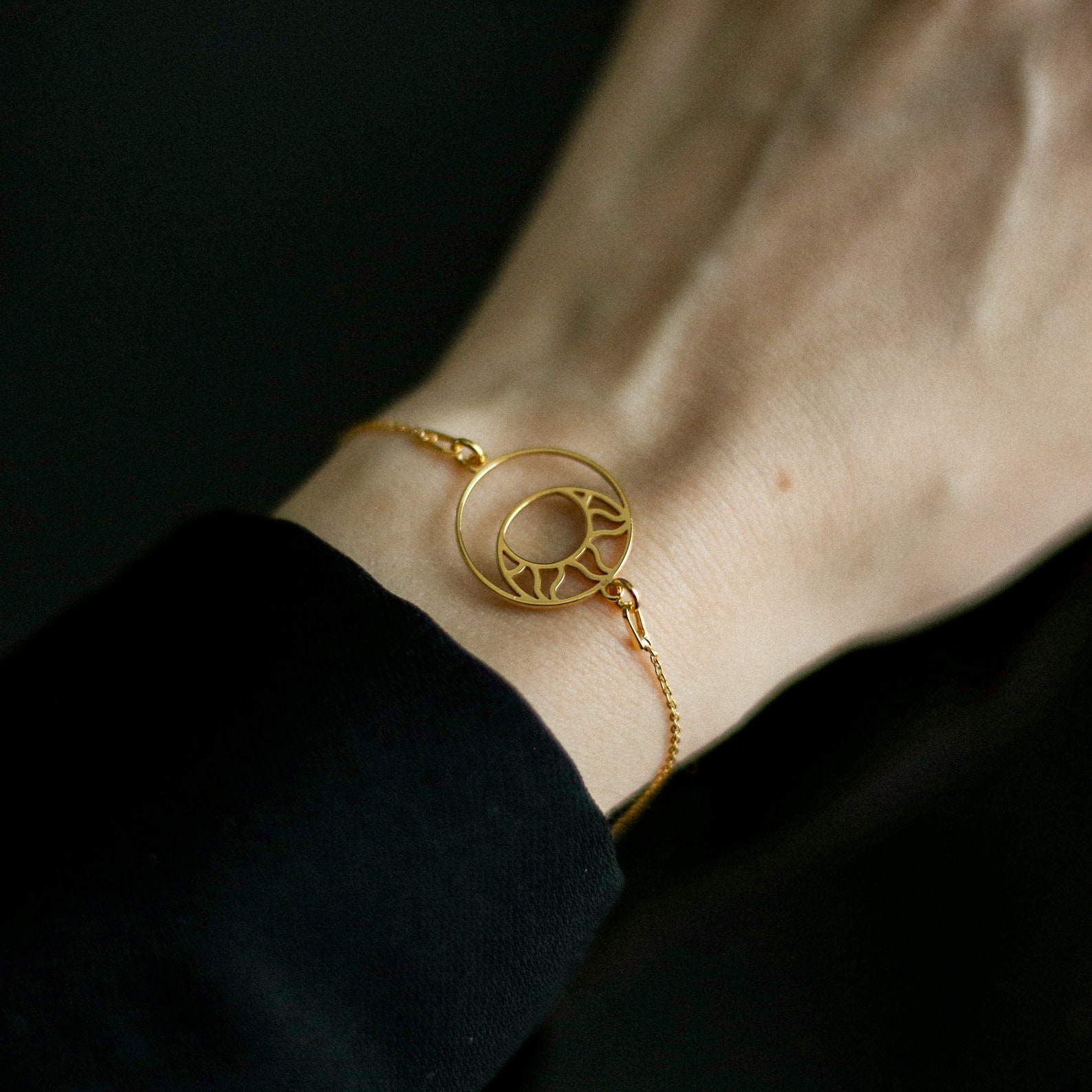 Sun and Moon Bracelet in Sterling Silver Sun Moon Pendant | Etsy