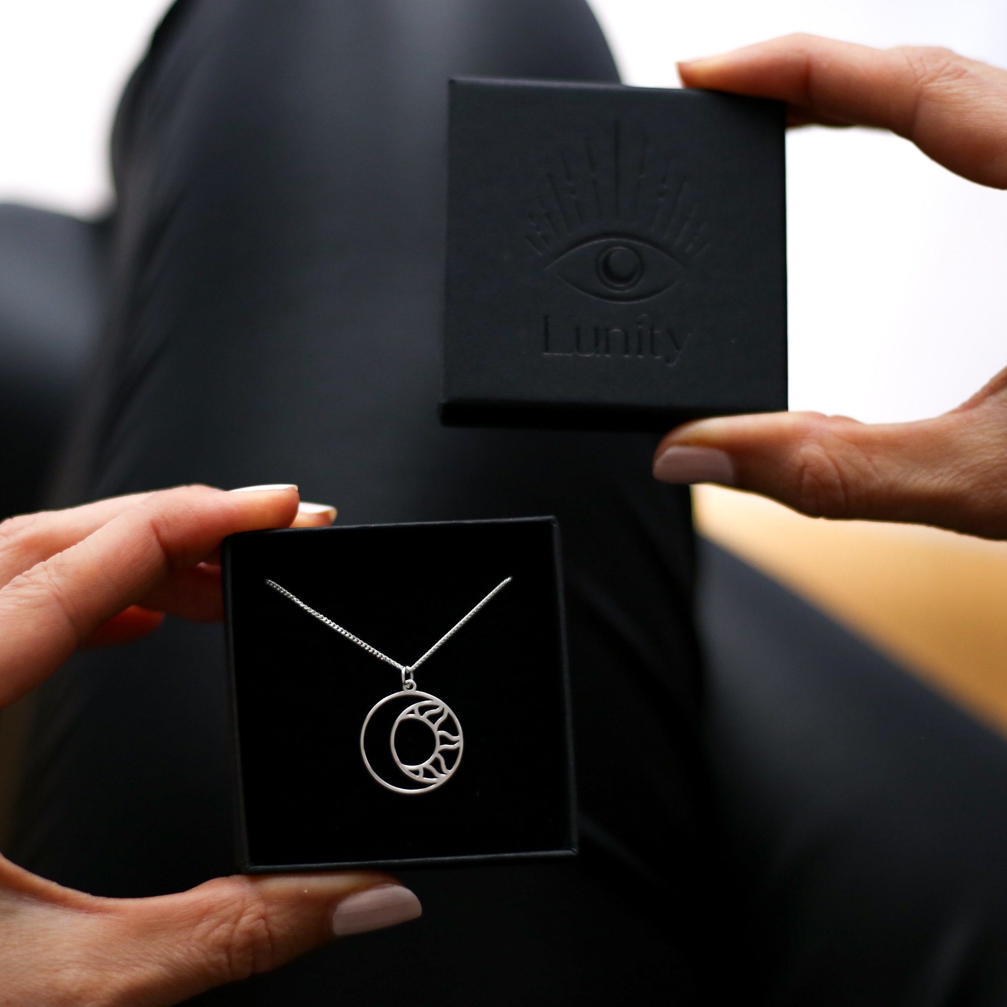 Sun and Moon Necklace in Sterling Silver Sun Moon Pendant | Etsy