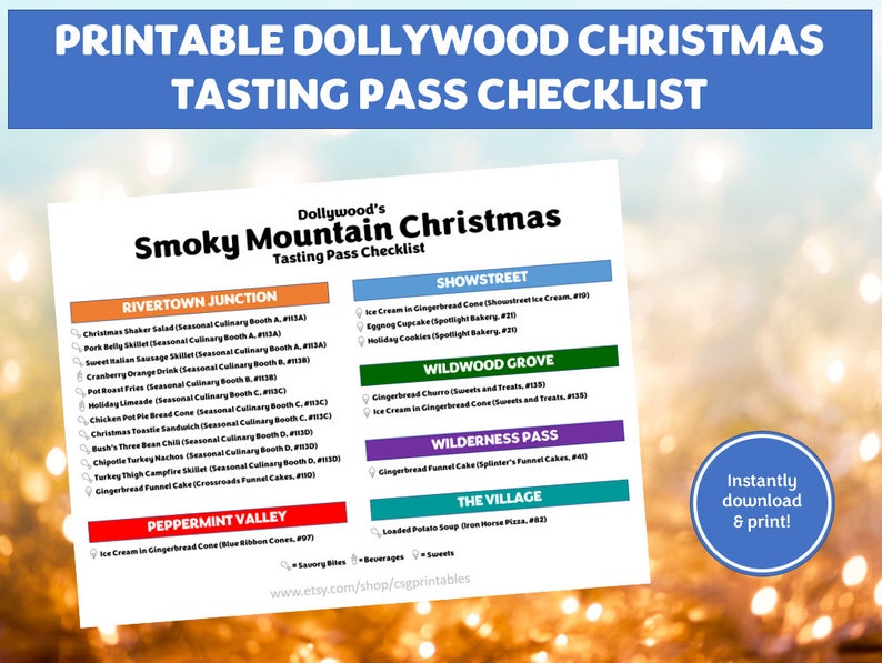 2022 Dollywood Christmas Tasting Pass Printable Checklist - Etsy