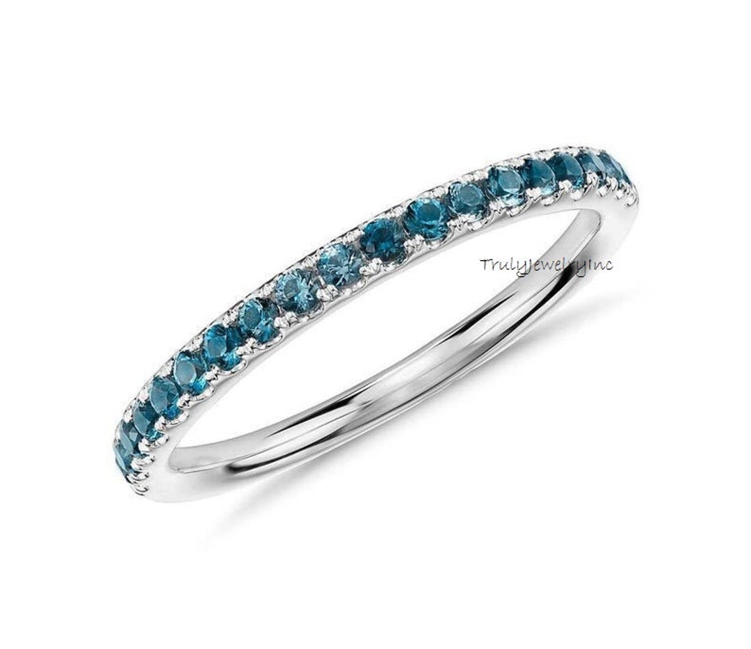 London Blue Topaz Eternity Ring, Art Deco Stacking Blue Topaz Band ...