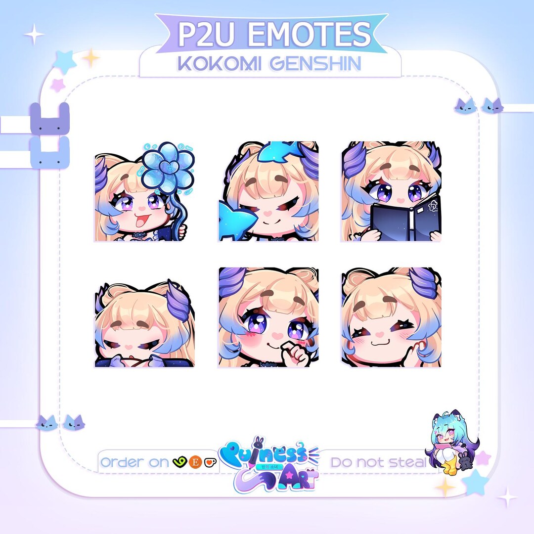 Kokomi - 6 Genshin P2U Emotes - Etsy
