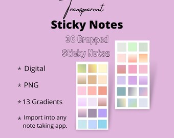 Transparent Sticky Notes, PNG Digital Stickers - Etsy