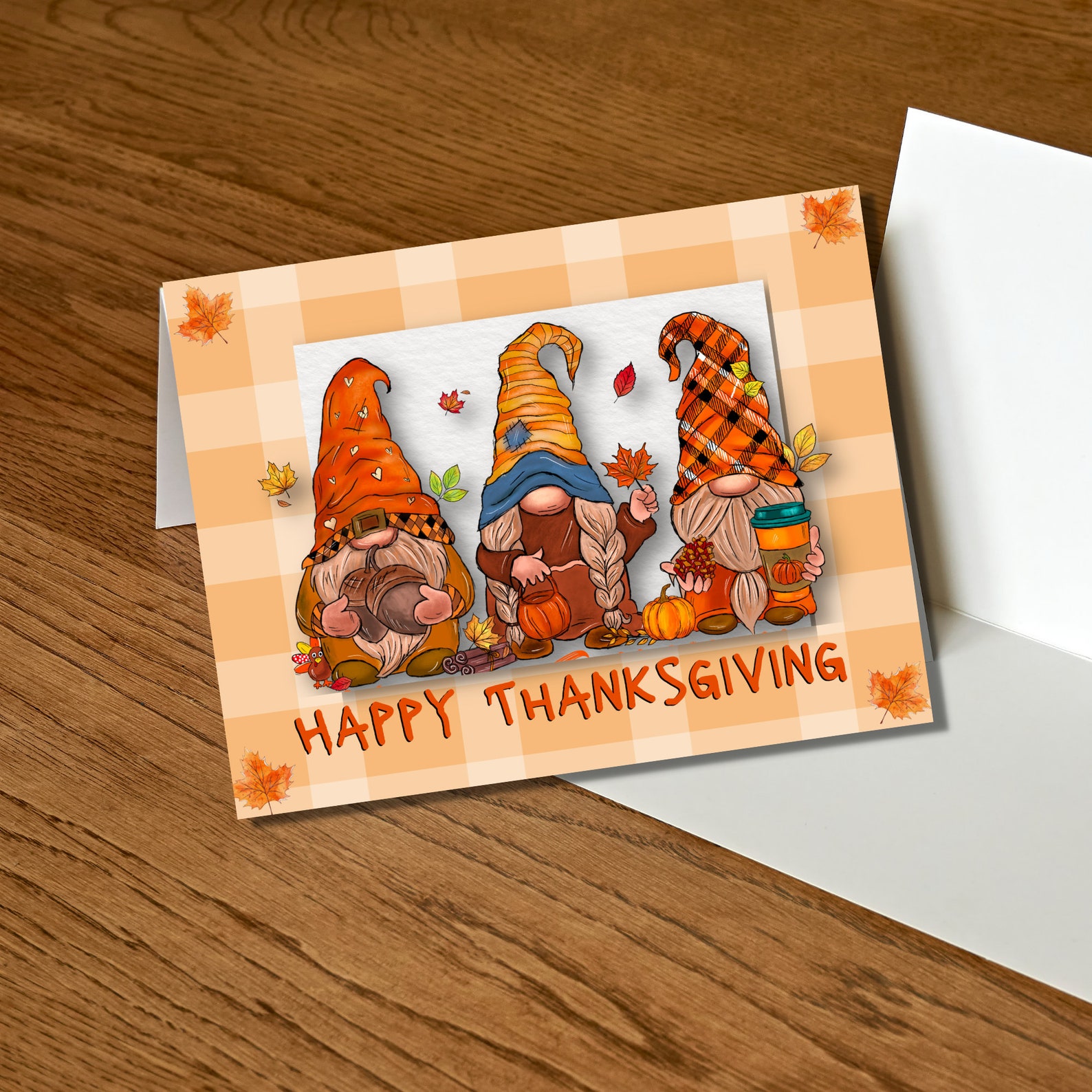 Printablethree Gnomes Thanksgiving Card, Thanksgiving Gnomes, Gnomes ...