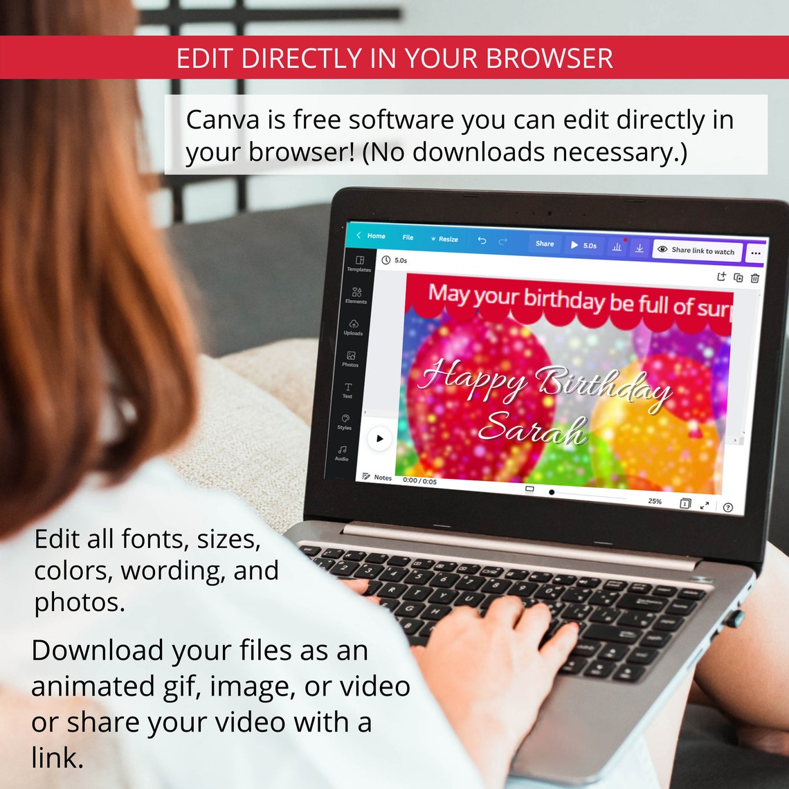 Personalized Video Birthday Card With Balloons and Music, Birthday ...