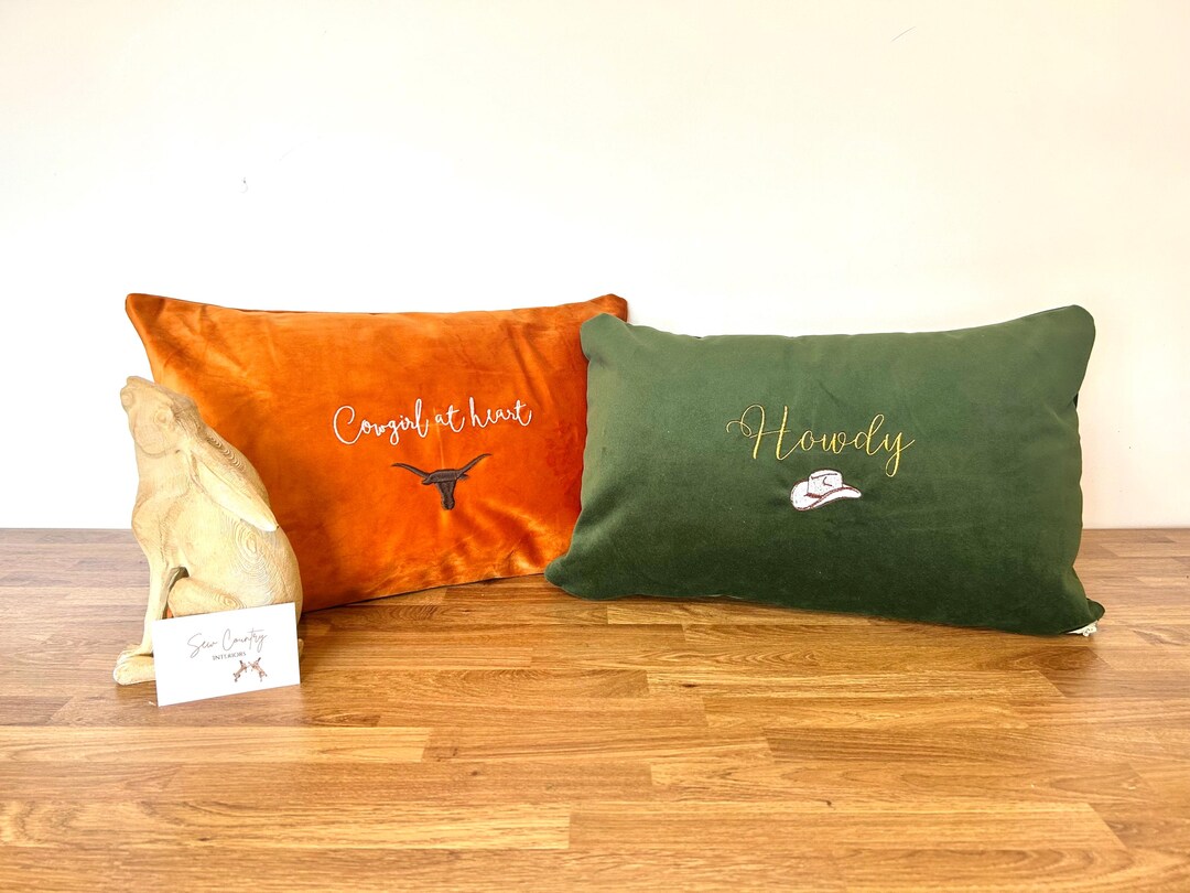 Western Style Feature Cushions, Cowgirl Embroidered Cushion Cover. - Etsy