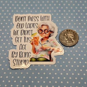 Grandma, Old Lady, Senior, Cute Sticker, Easy Peel Sticker, Laptop ...