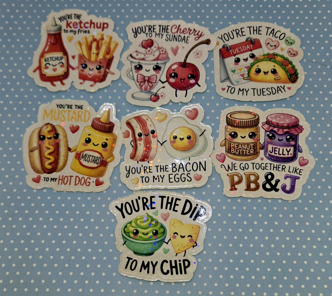 Funny Food Puns 4, Easy Peel Stickers, Valentines Day, Laptop, Phone ...