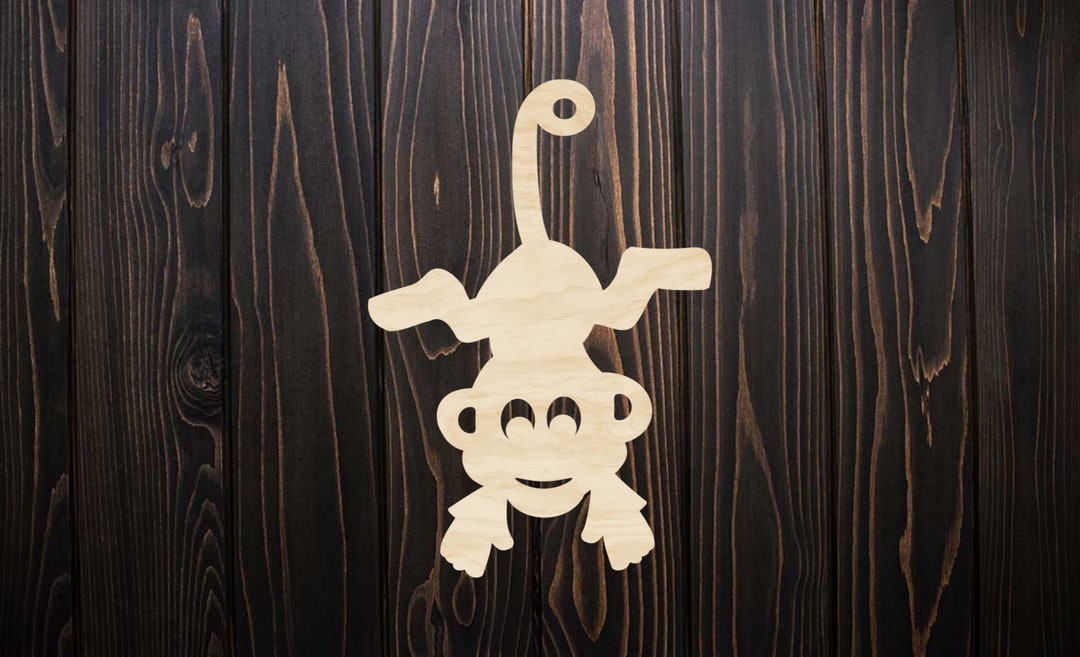 Monkey Hanging by Taillaser Wood Cut-out, Unfinished, Wood Shape, Craft ...
