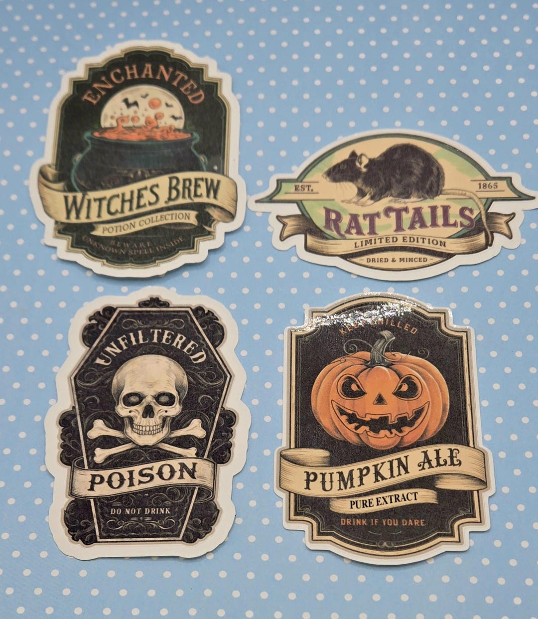 Vintage Bottle Witch Brew Labels 4, Easy Peel Stickers, Halloween, Goth ...