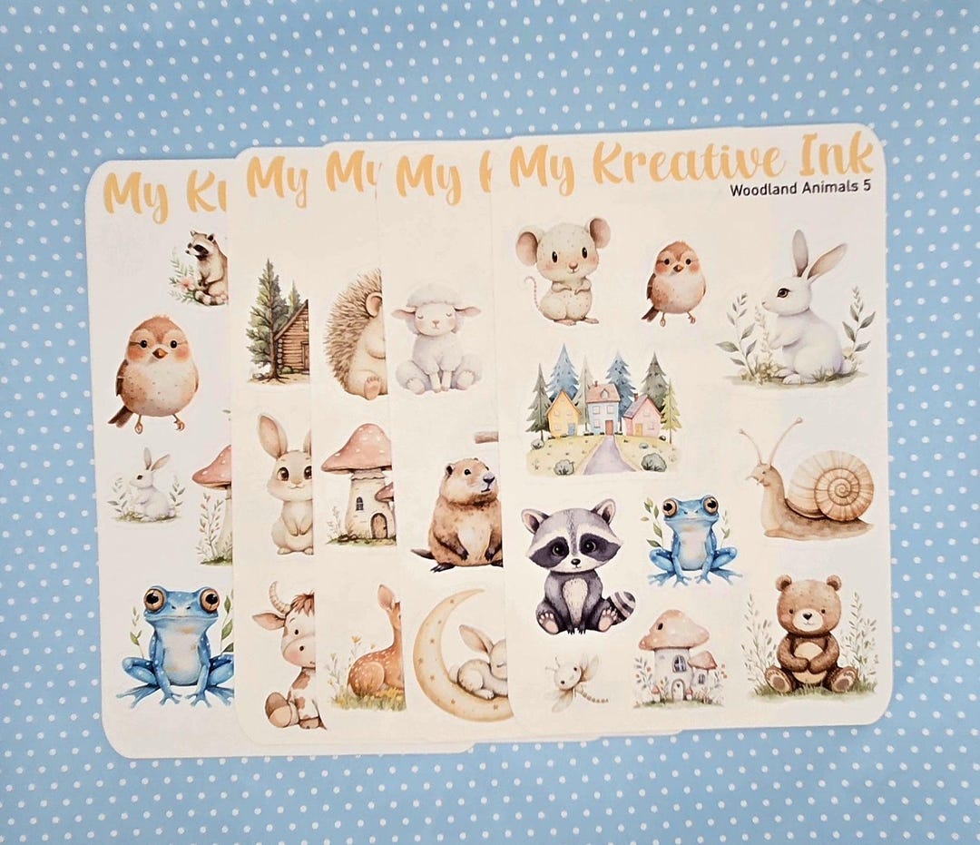 Woodland Animal Sticker Sheets, Planner, Scrapbook, Journal, Sticker ...