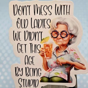 Grandma, Old Lady, Senior, Cute Sticker, Easy Peel Sticker, Laptop ...
