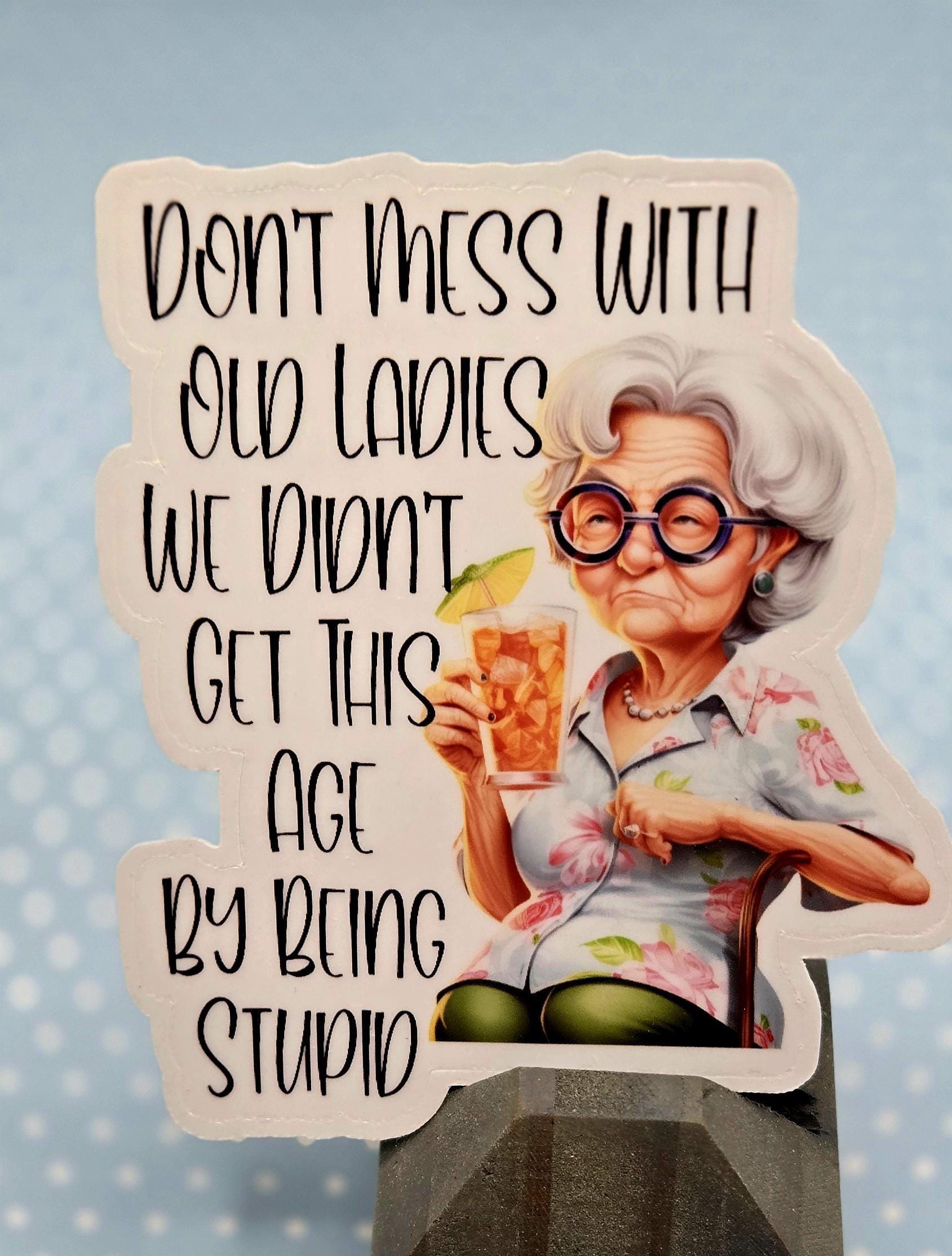 Grandma, Old Lady, Senior, Cute Sticker, Easy Peel Sticker, Laptop ...