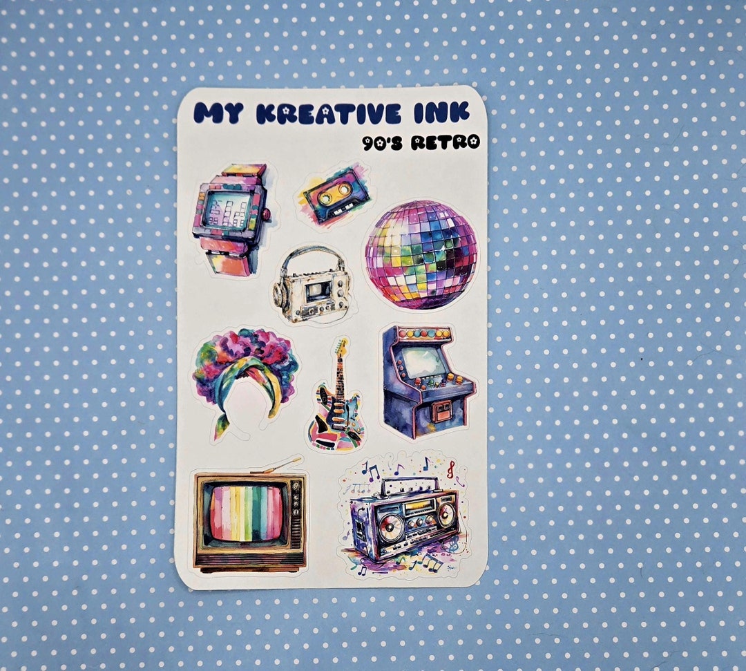 90's Retro Sticker Sheet, Nostalgia Stickers, Planner, Scrapbook ...
