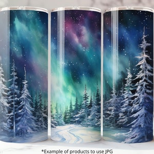 Northern Lights Digital Paper Bundle, Aurora Borealis Christmas Winter ...