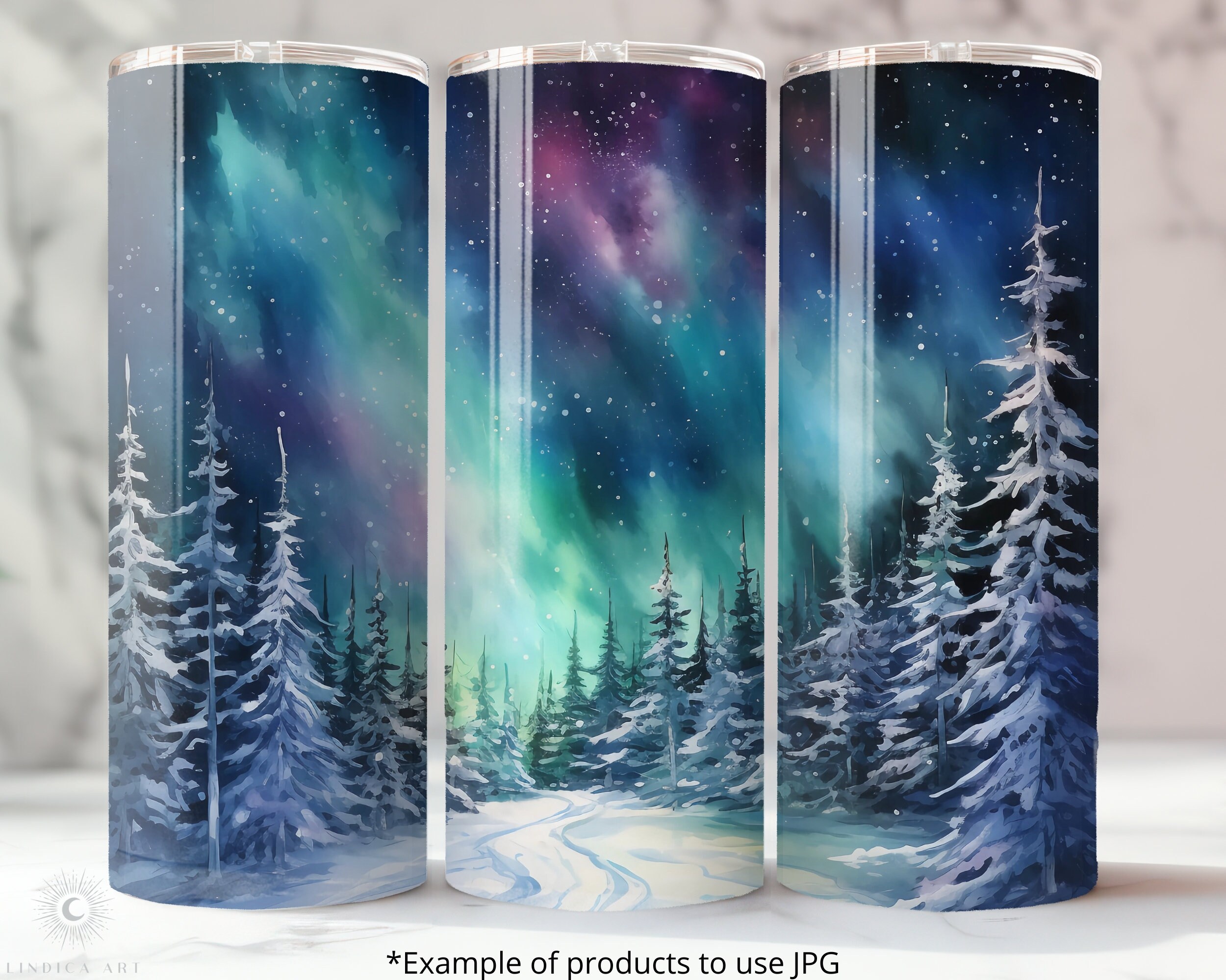 Northern Lights Digital Paper Bundle, Aurora Borealis Christmas Winter ...