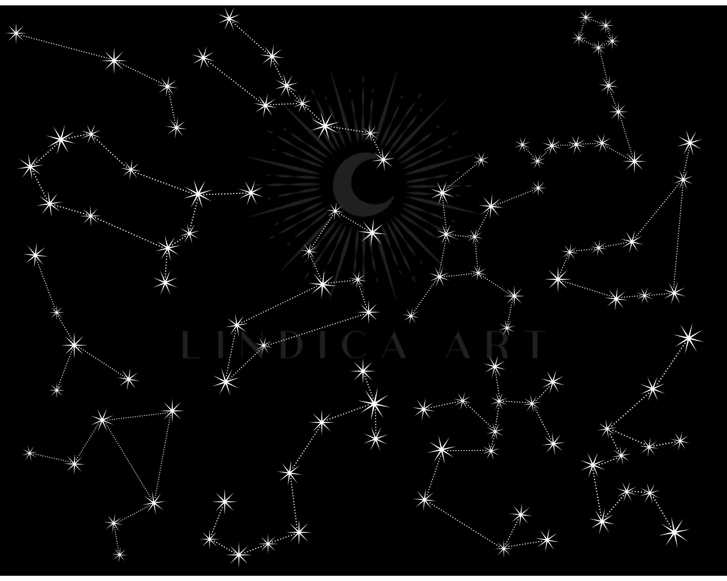 Zodiac Signs Star Constellation SVG Bundle, Clipart Horoscope PNG ...