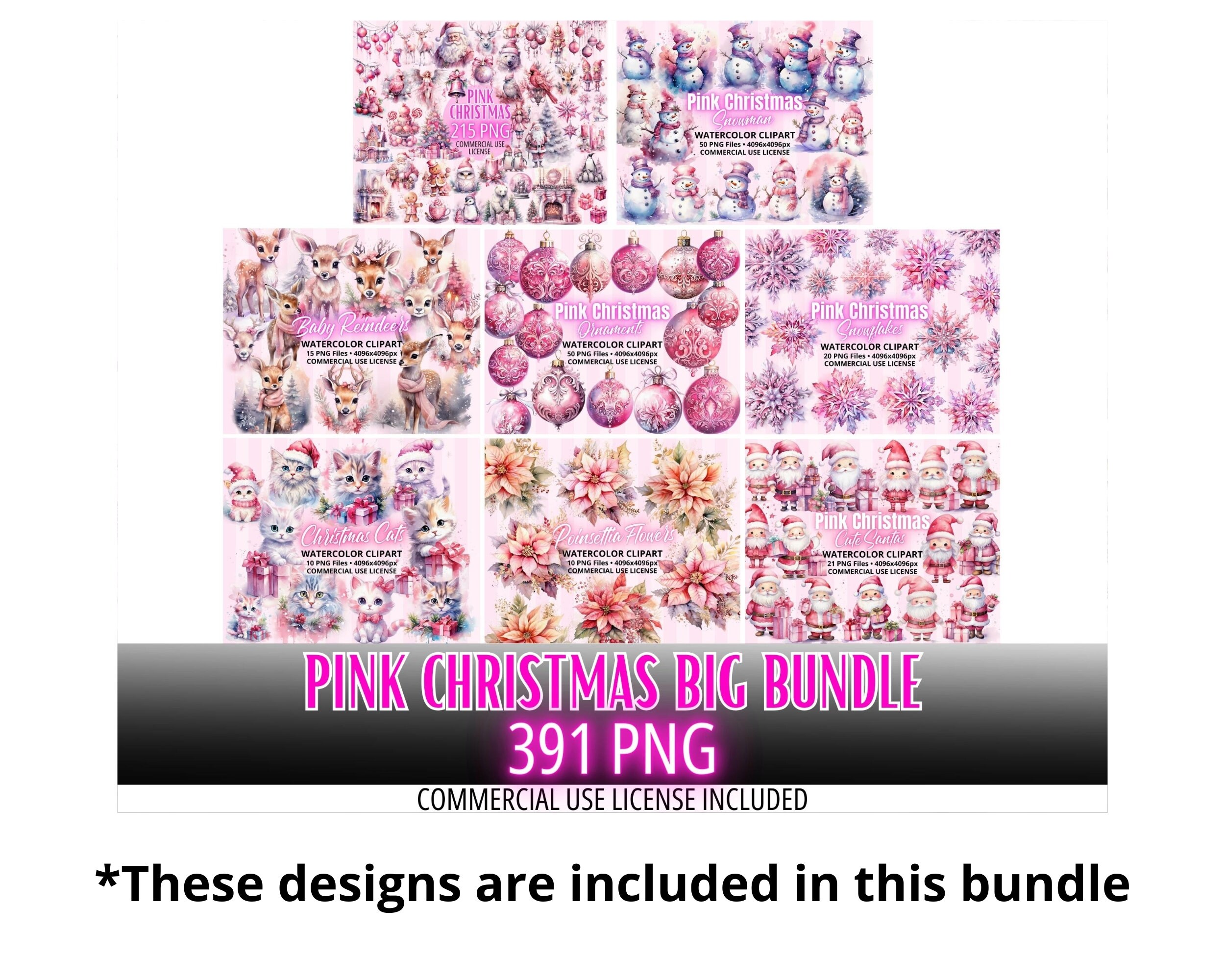 Clipart Pink Christmas Sweets, Gingerbread 50 PNG Files, Pastel ...