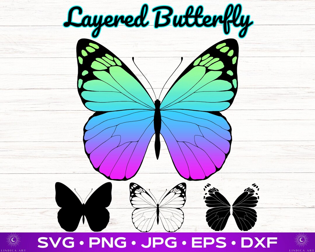 Layered Butterfly SVG, Clipart PNG Graphics, Sublimation T-shirt ...