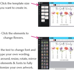 Birth Month Flowers Editable Template, Mother's Day Gift, Custom Family ...