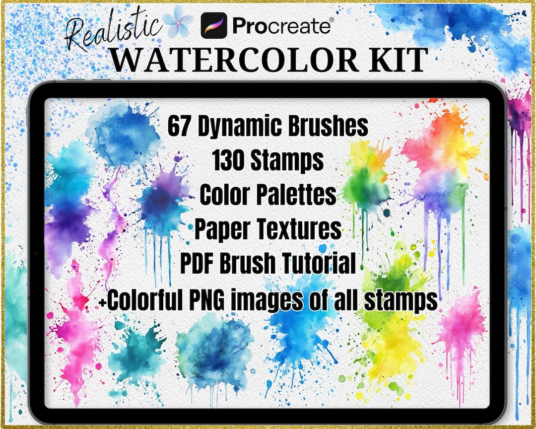 Procreate Watercolor Painting Kit, Realistic Dynamic Watercolor Brushes ...