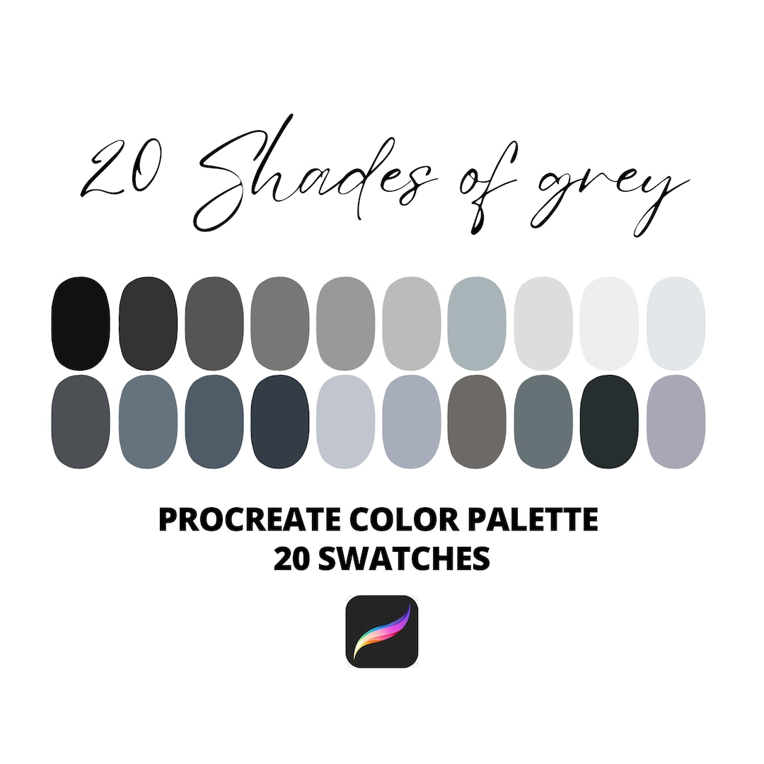 Procreate Color Palette, 20 Grey Shades Color Swatches, Procreate ...