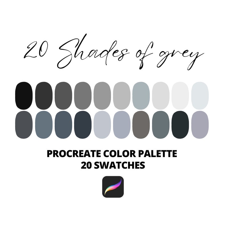 Procreate Color Palette 20 Grey Shades Color Swatches - Etsy