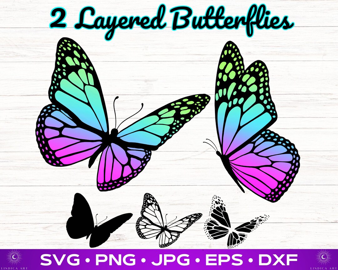 Butterfly Layered SVG, Clipart PNG Graphics, Sublimation T-shirt ...