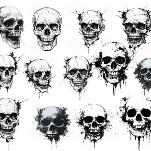 Procreate Skulls Stamps Brushes BUNDLE, Realistic Skull, Tattoo Stencil ...