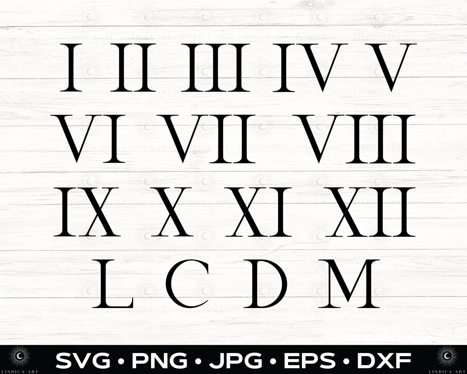 Roman Numerals SVG, PNG, JPG, Eps, Dxf, Cilpart Roman Clock Face ...