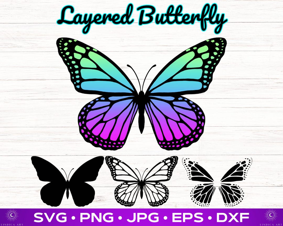 Layered Butterfly SVG, Clipart PNG Graphics, Sublimation T-shirt ...