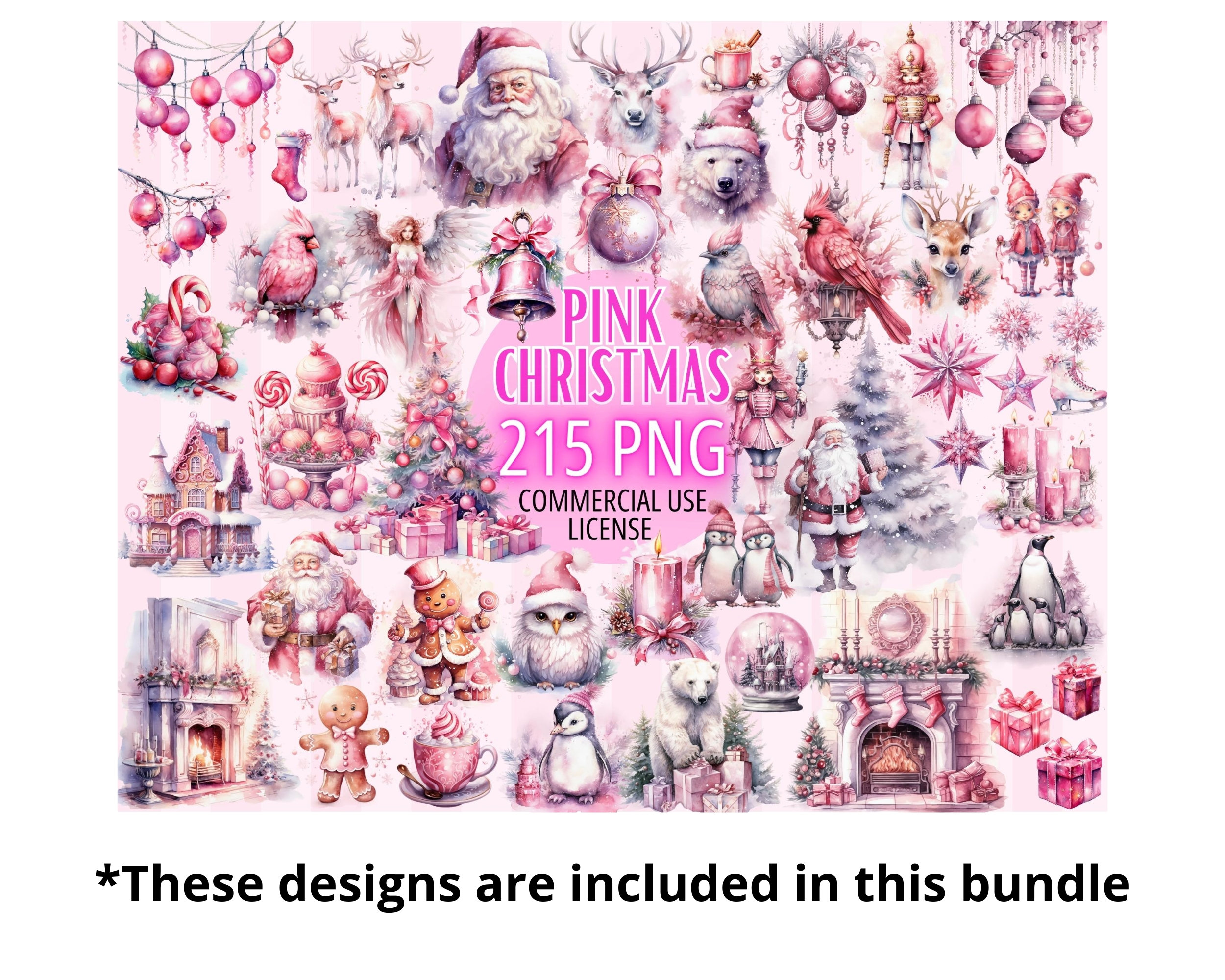 Clipart Pink Christmas Sweets, Gingerbread 50 PNG Files, Pastel ...