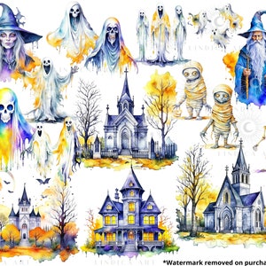 Clipart Halloween Watercolor Bundle 100 Designs, PNG Files, Sublimation ...